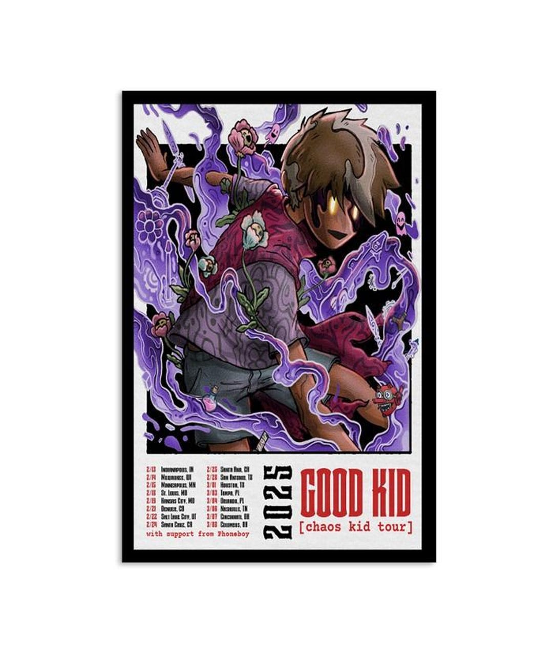 Good Kid Chaos Kid Tour 2025 Poster Print Limited Edition Indie Rock ...