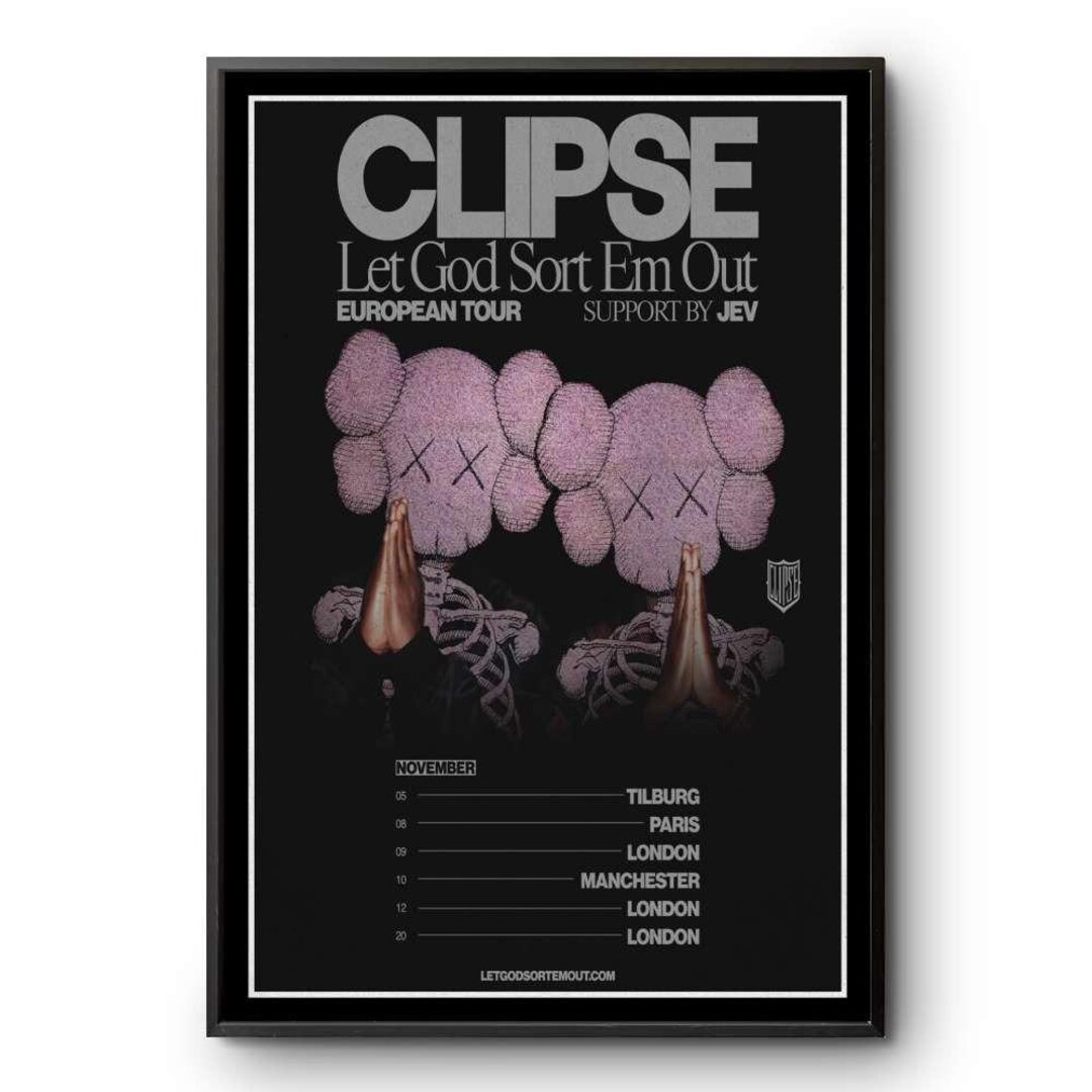 CLIPSE Let God Sort Em Out Tour Poster Print European Rap Hip Hop Art ...