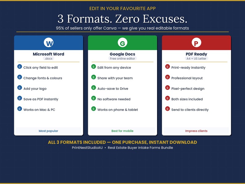 Real Estate Buyer Intake Forms Bundle | Questionnaire, Service ...