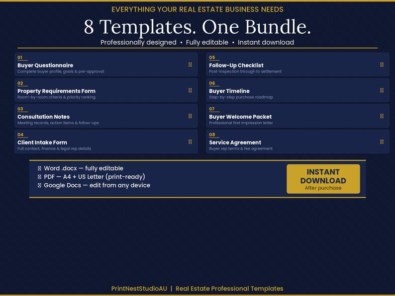Real Estate Buyer Intake Forms Bundle | Questionnaire, Service ...