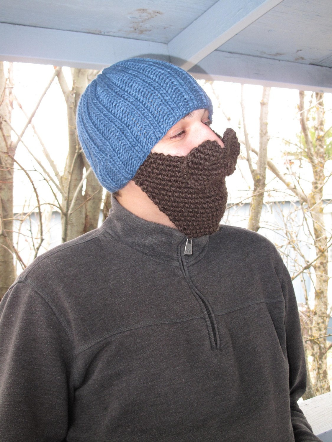 Knitting Pattern ONLY Hat with beard and mustache pdf | Etsy