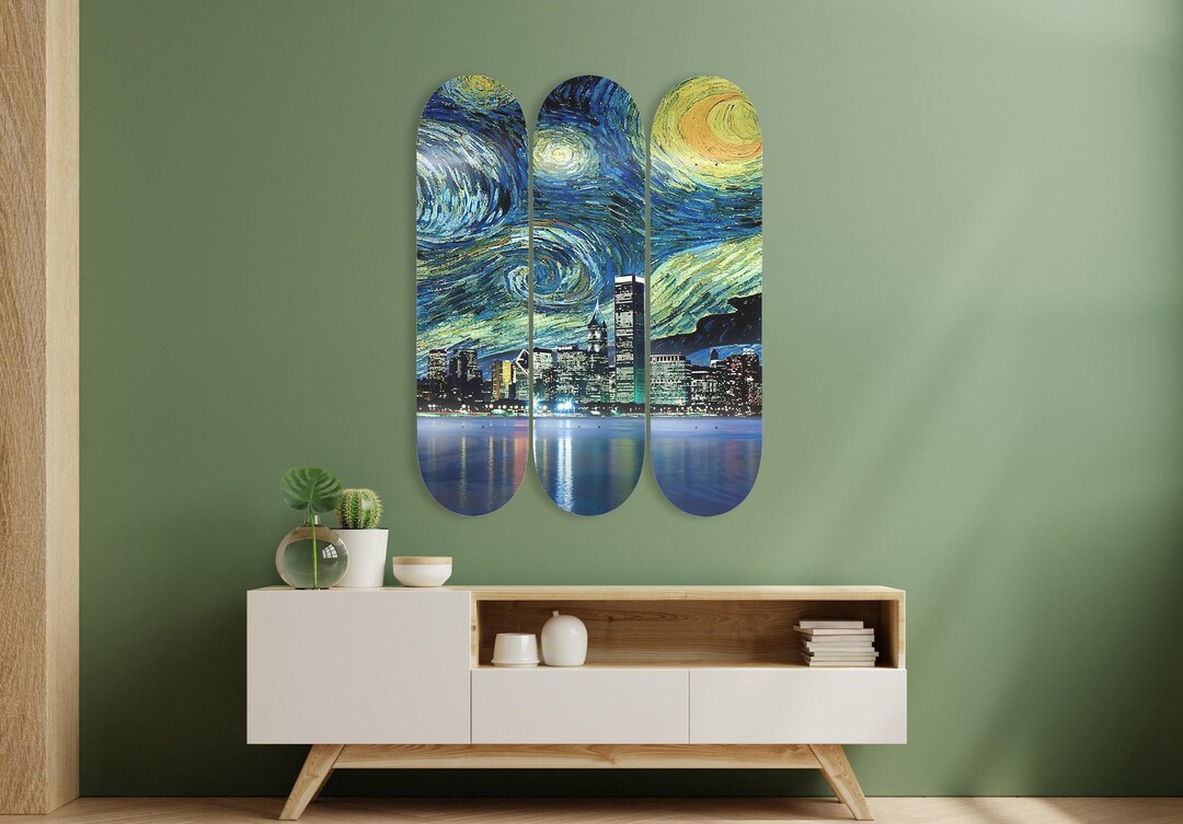 Van Gogh Starry Night Skateboard Deck Wall Art, Wall Decoration - Etsy