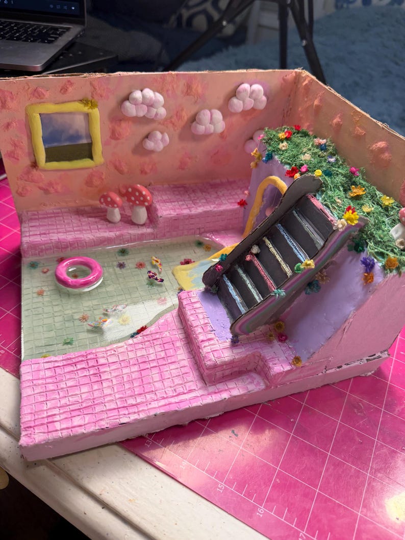Dreamcore Pool Diorama – Handmade Miniature Pastel Pool Scene With ...