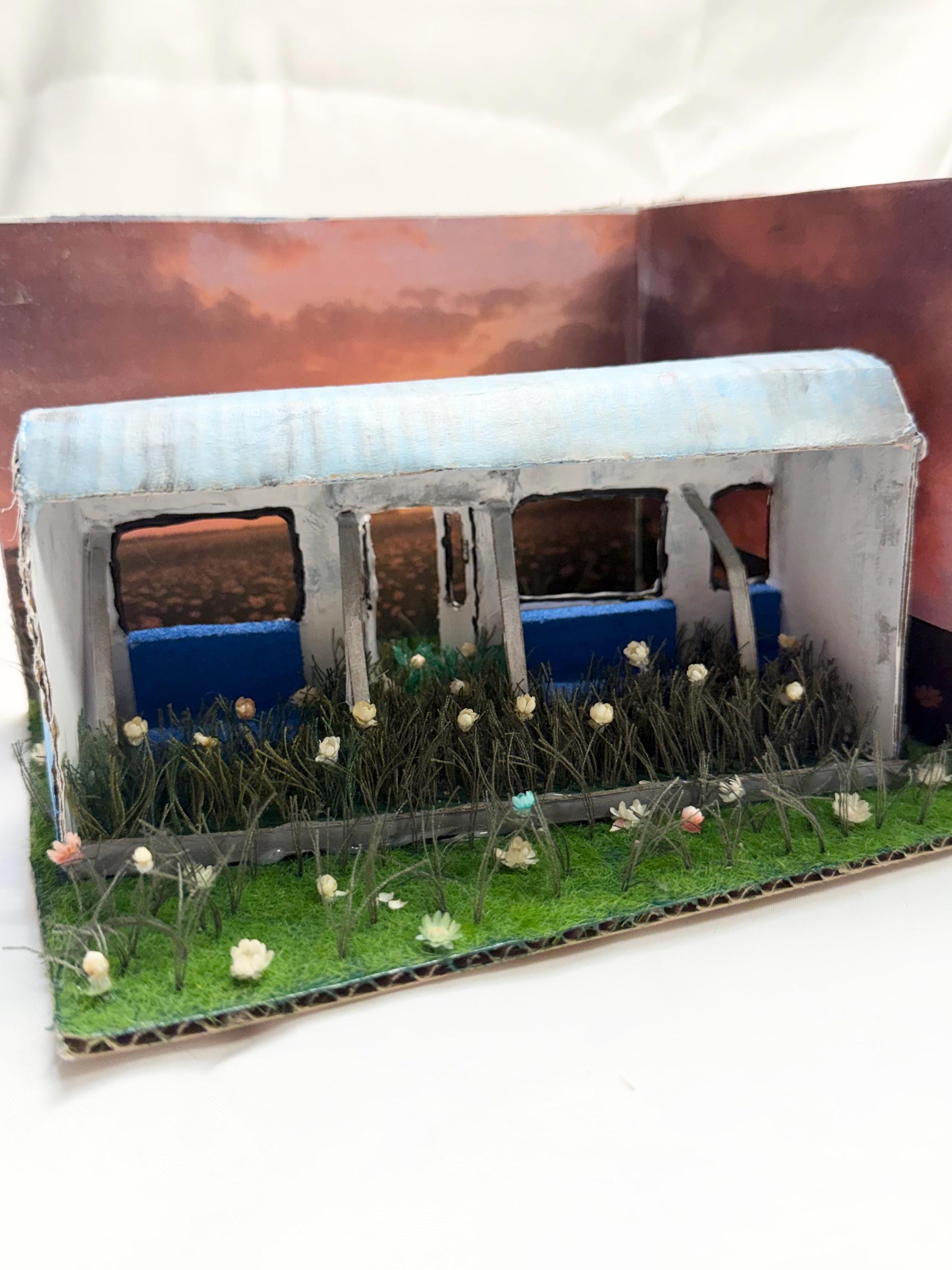 Dreamcore Sunset Train Diorama – Abandoned Miniature Scene With Flowers ...