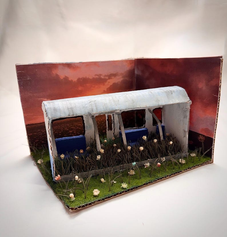 Dreamcore Sunset Train Diorama – Abandoned Miniature Scene With Flowers ...