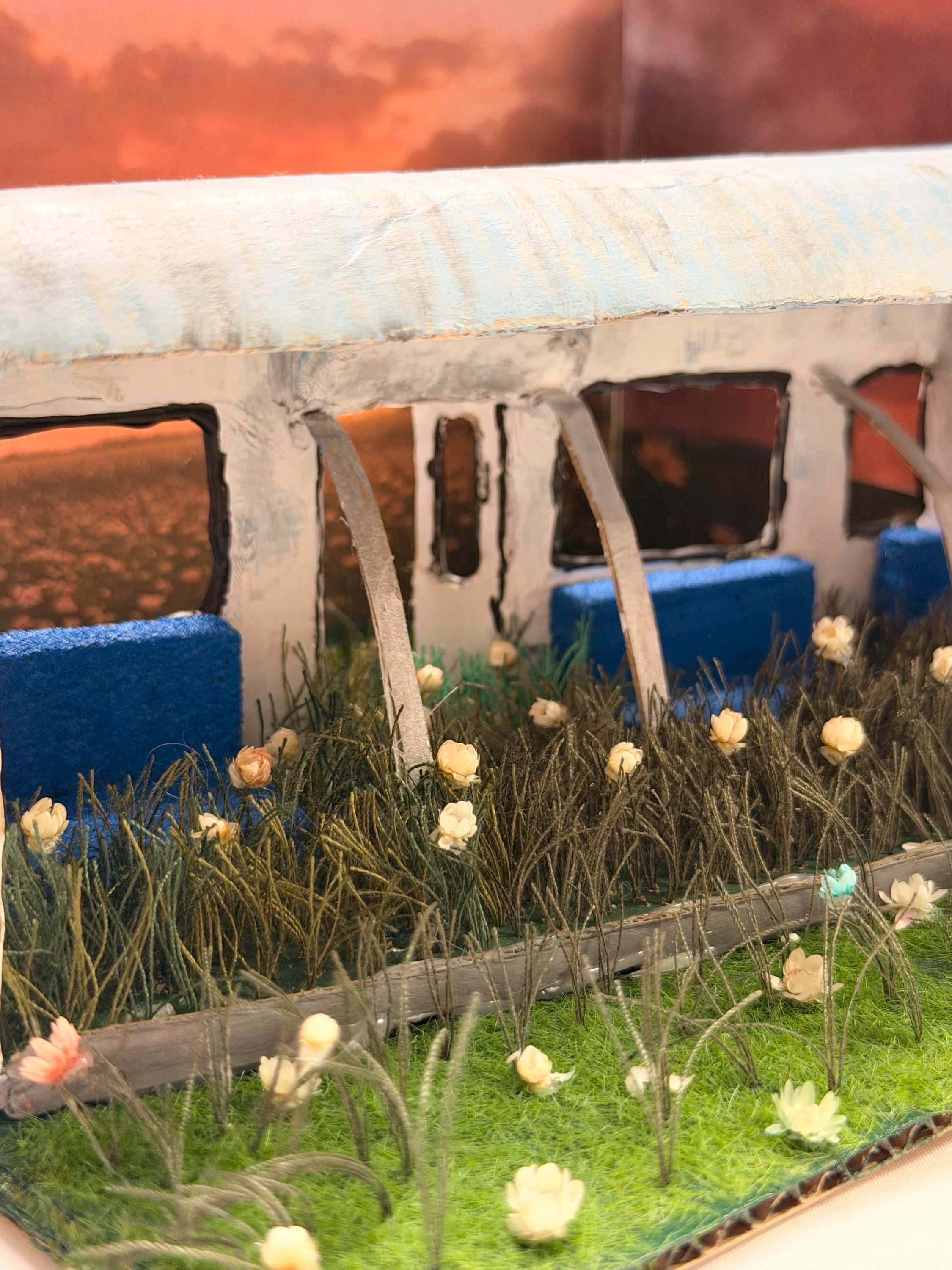 Dreamcore Sunset Train Diorama – Abandoned Miniature Scene With Flowers ...