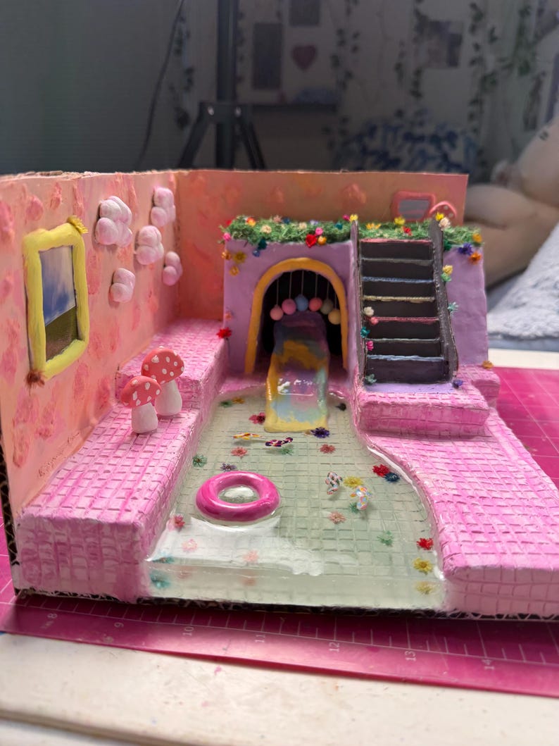 Dreamcore Pool Diorama – Handmade Miniature Pastel Pool Scene With ...