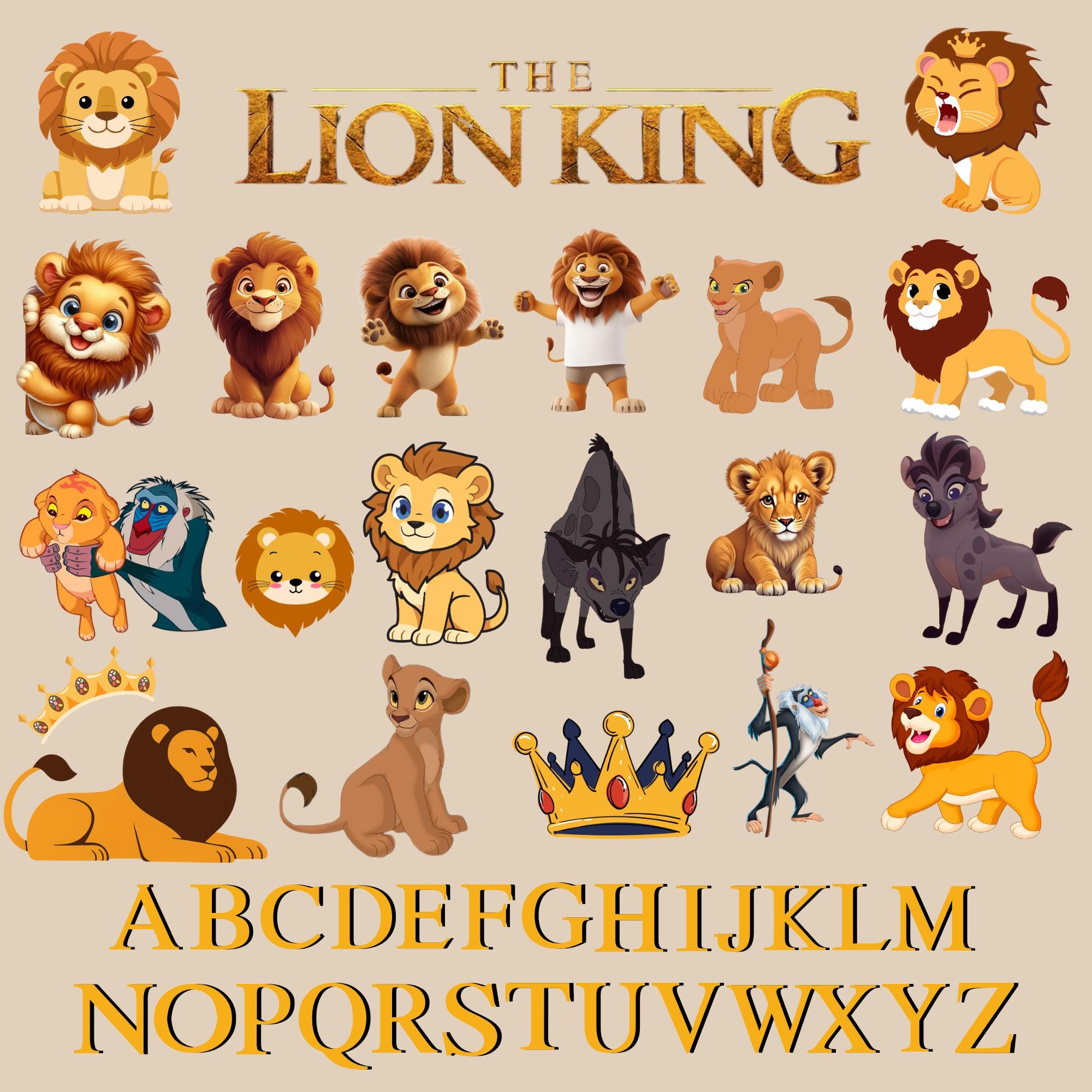 Lion King Clipart Bundle: Simba, Pumbaa & More (PNG Digital Download ...