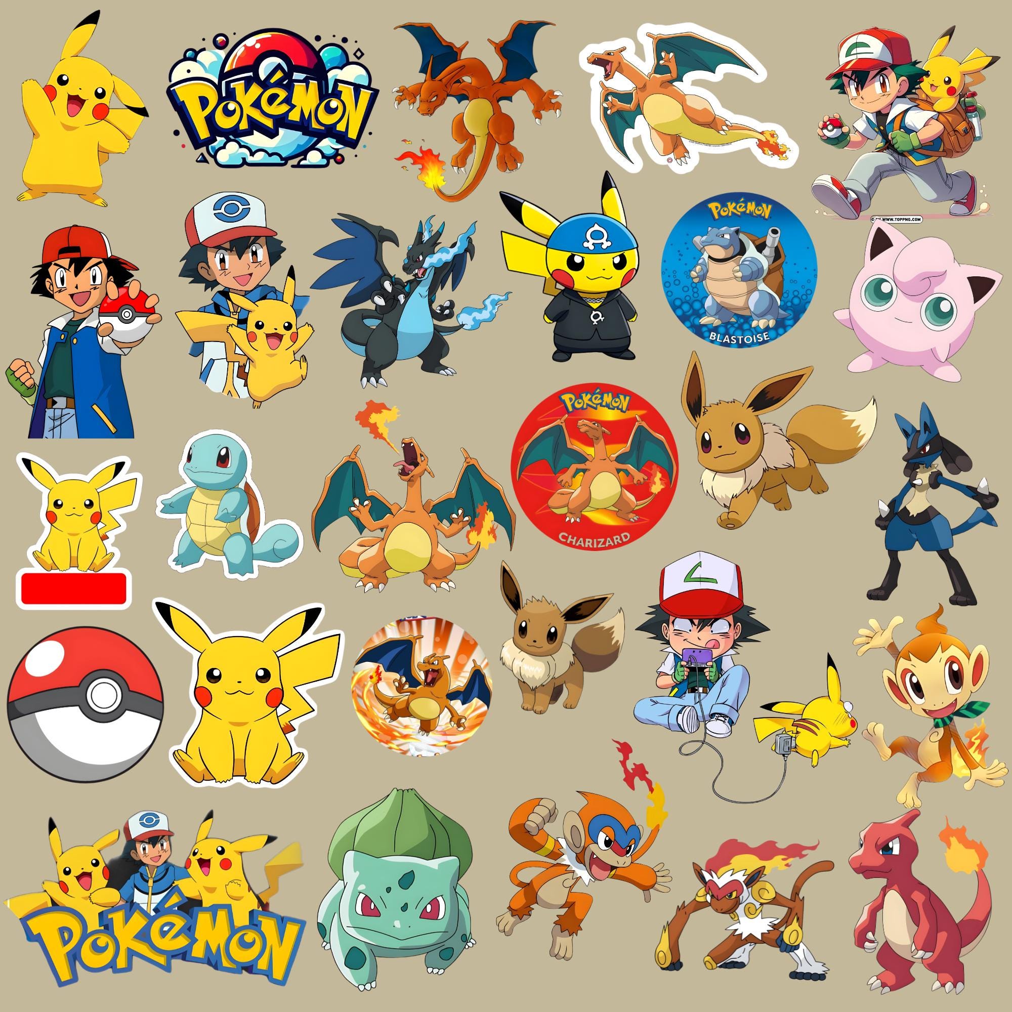 Pokemon Sublimation Bundle, Pokemon Png Clipart Bundle, Pokemon PNG ...