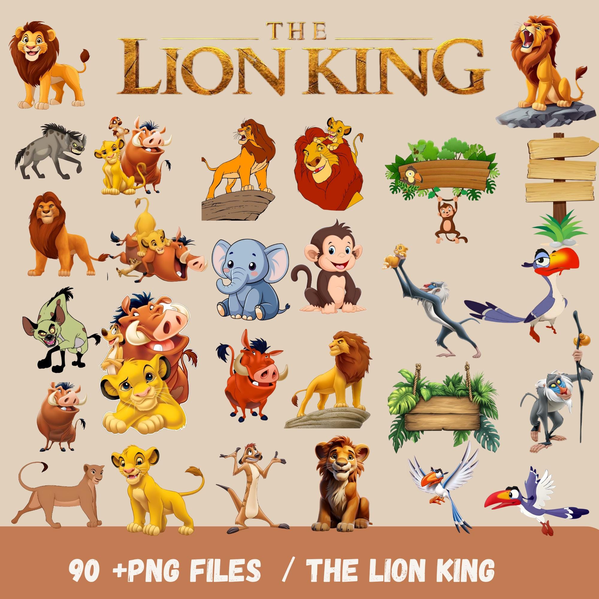 Lion King Clipart Bundle: Simba, Pumbaa & More (PNG Digital Download ...
