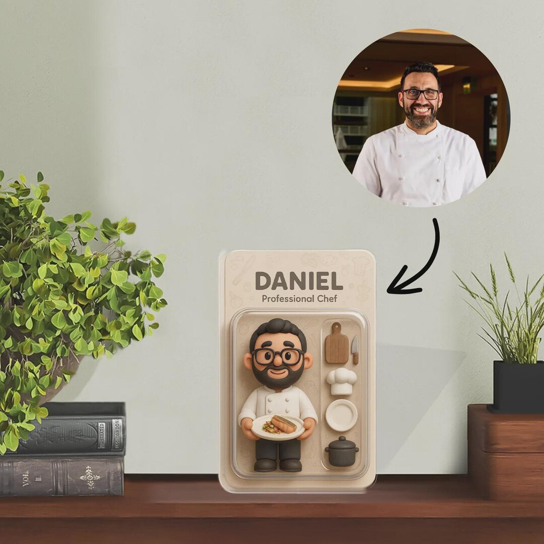 Personalized Acrylic Block Nameplate: Chef Figurine Display, Kitchen ...