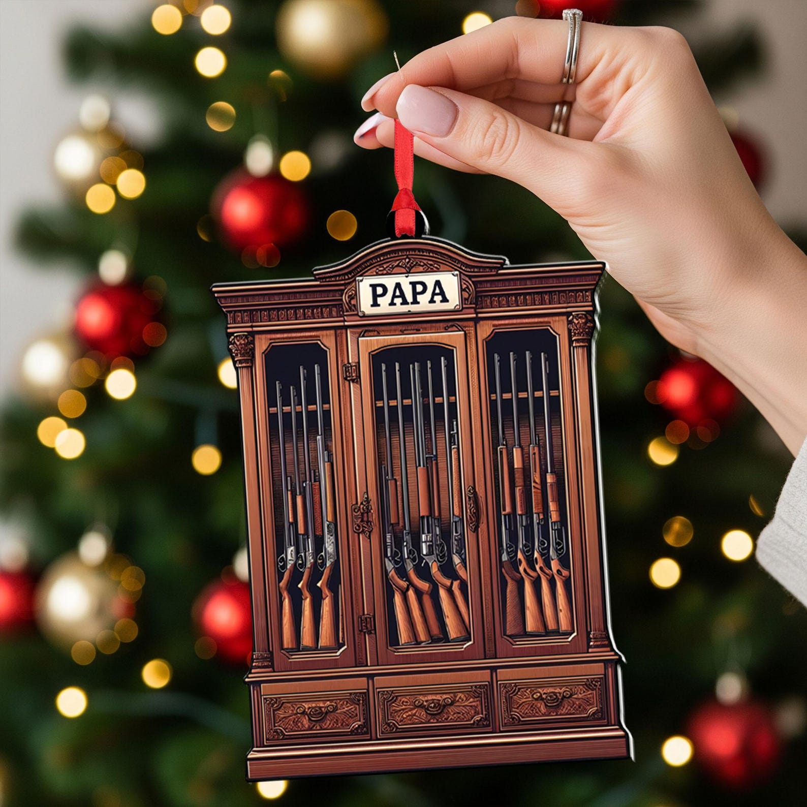 Personalized Gun Cabinet Ornament – Custom Name Hunter Gift, Firearm ...