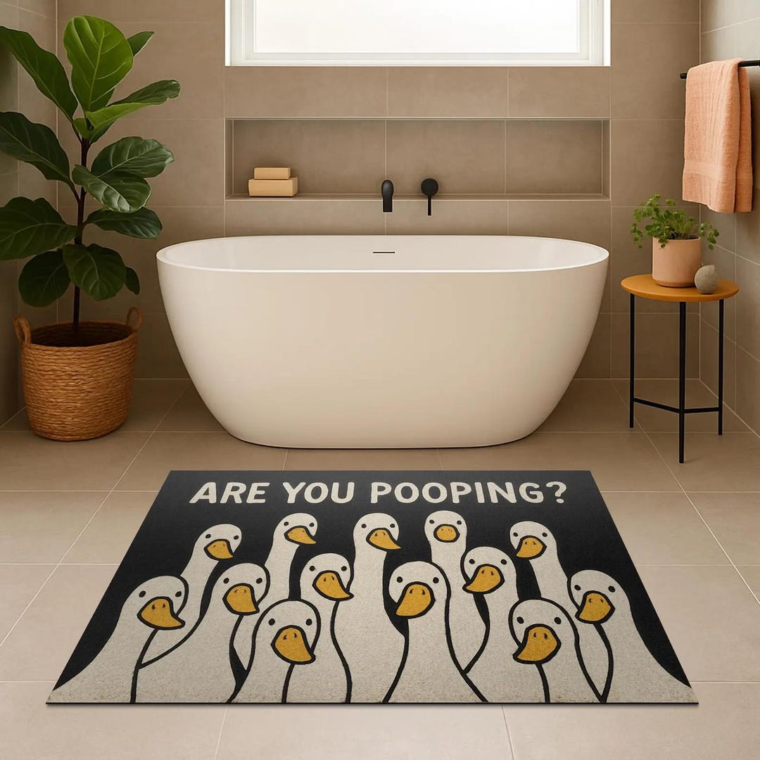 Funny Goose Bath Mat: Are You Pooping, Humorous Duck Bathroom Rug - Etsy