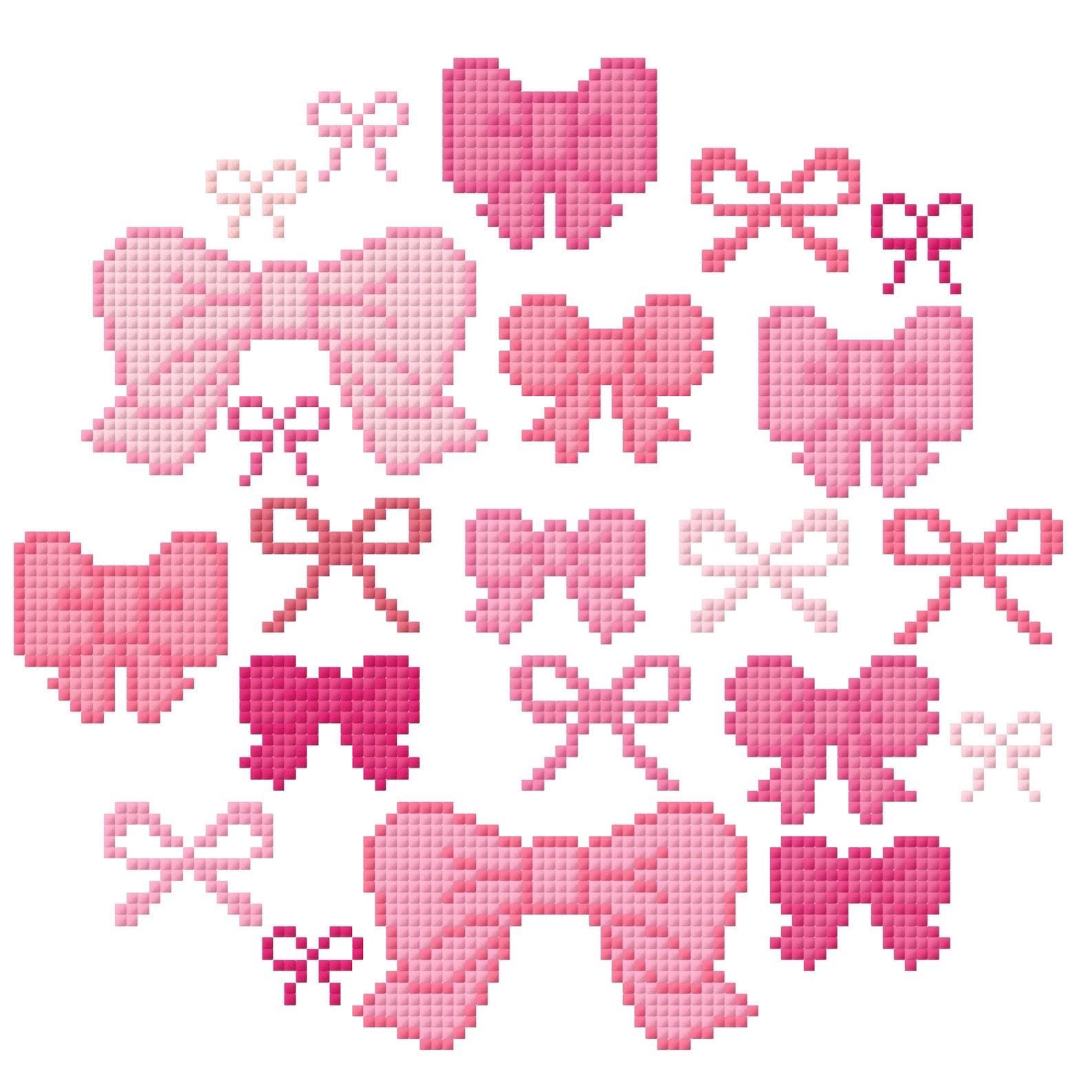 Pink Bows Cross Stitch Pattern, Beginner Friendly (instant PDF Download ...