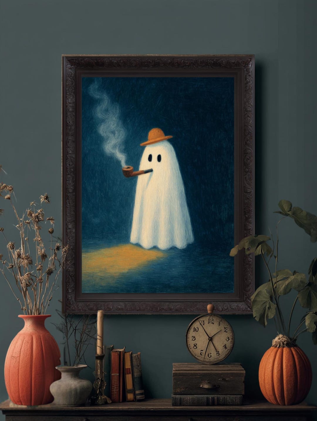 Cute Ghost Smoking Poster | Funny Spooky Wall Art | Halloween Decor ...