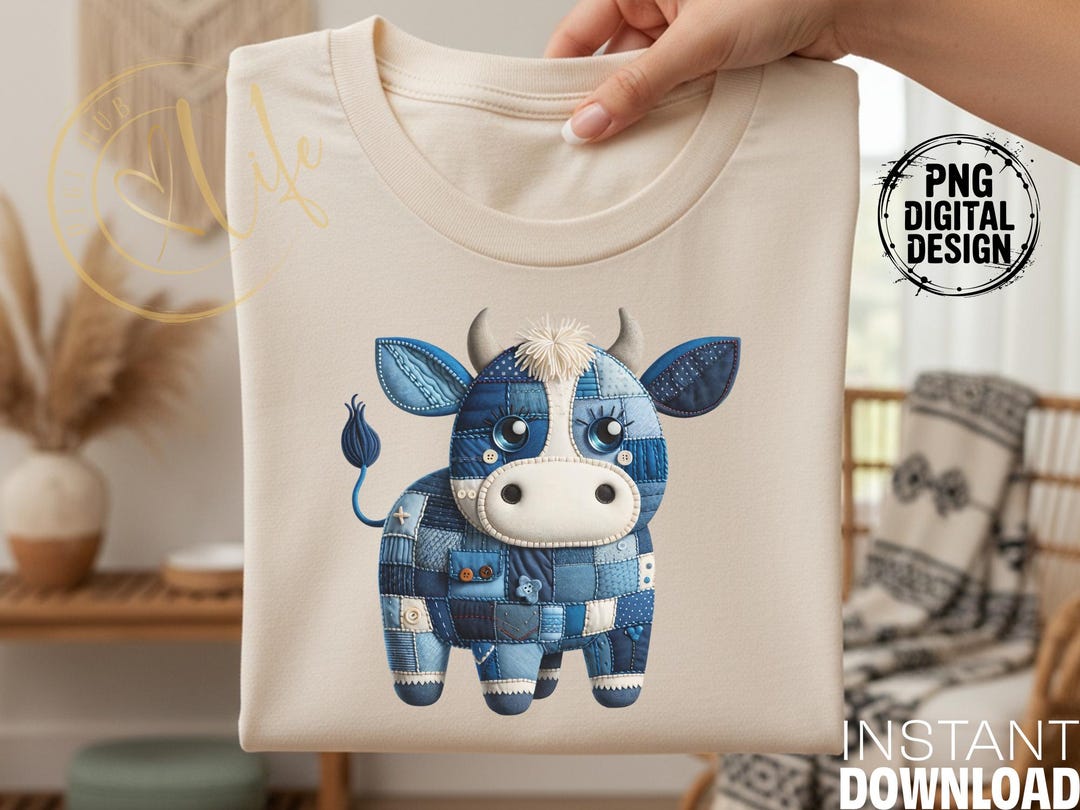 Denim Patchwork Cow PNG, Western Shirt Design (digital Download) - Etsy