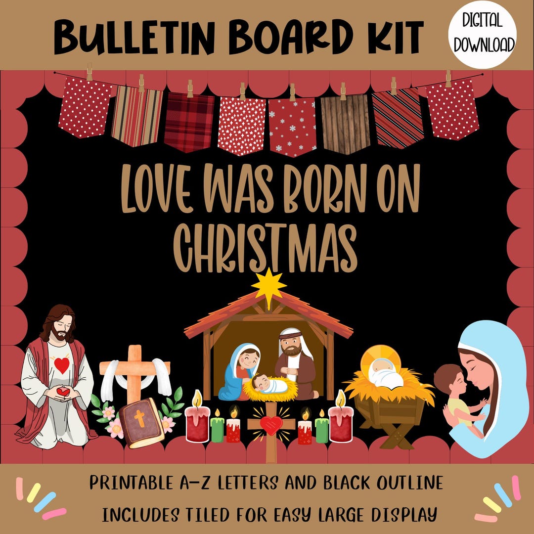Nativity Bulletin Board Kit | Christian Christmas Classroom Decor ...
