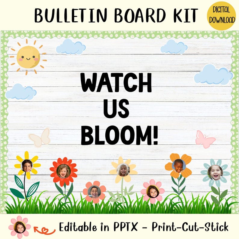 Watch Us Bloom Spring Bulletin Board Kit | Editable Flower Student ...