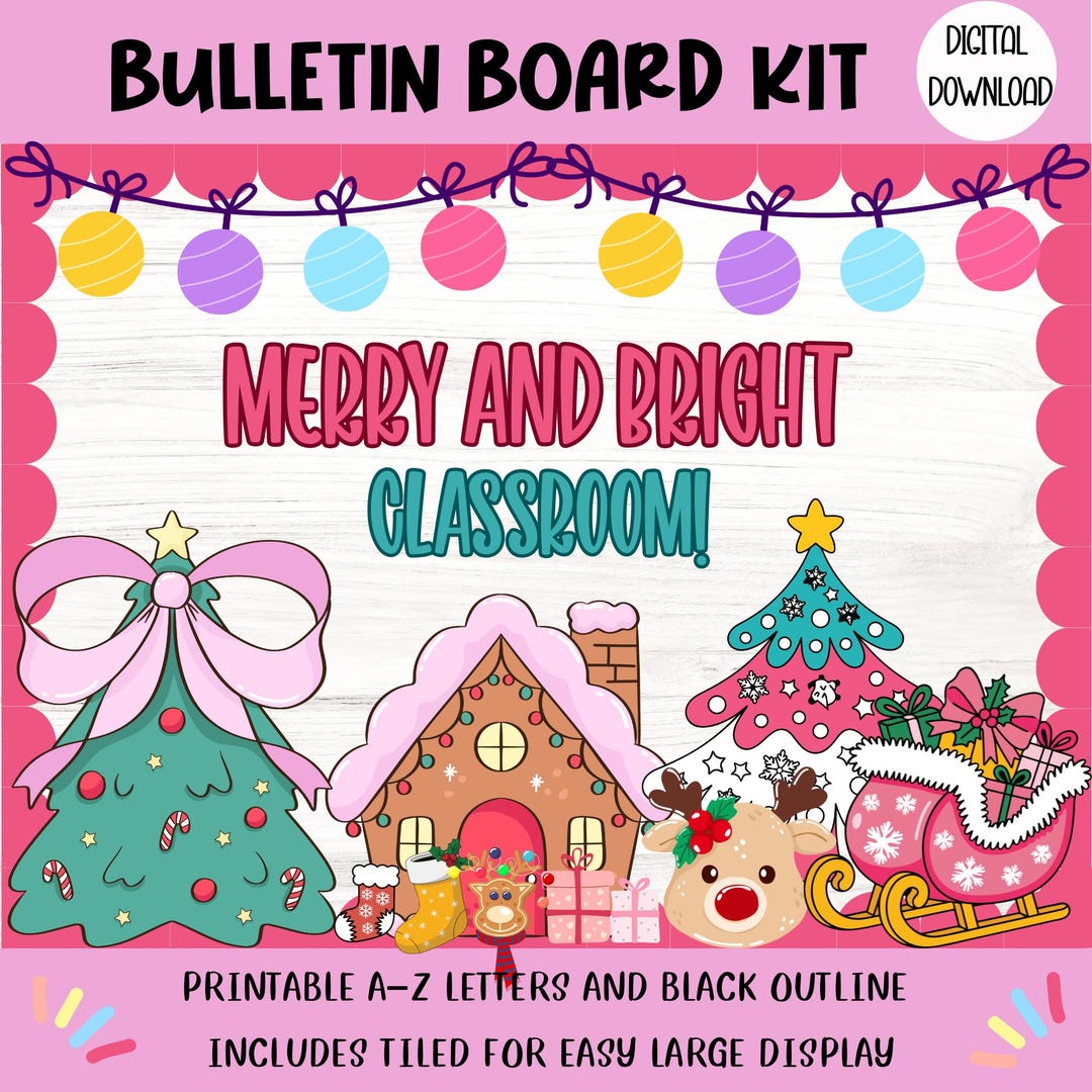 Christmas Classroom Bulletin Board Kit | Pastel Gingerbread Decor ...