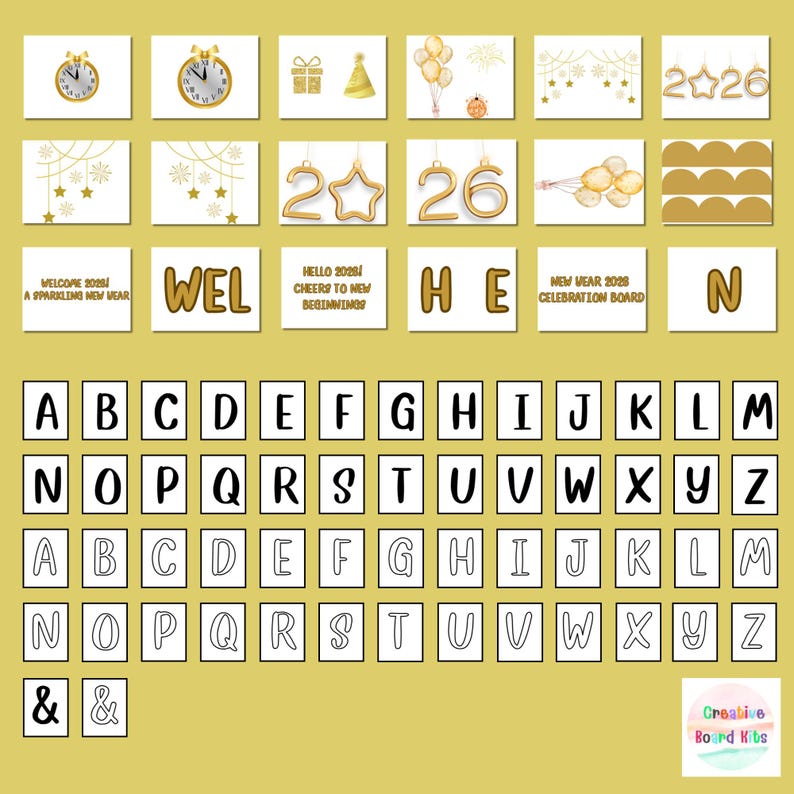 Welcome 2026 Bulletin Board | Sparkling New Year Classroom Decor | Gold ...