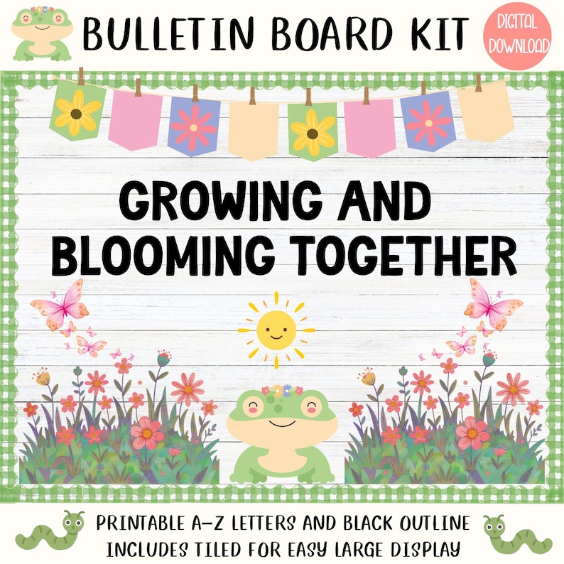 Hoppy Spring Frog Bulletin Board Kit, Classroom Decor (digital Download ...
