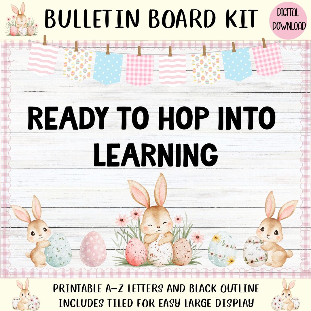 Spring Easter Bunny Bulletin Board Kit, Preschool Kindergarten Learning ...