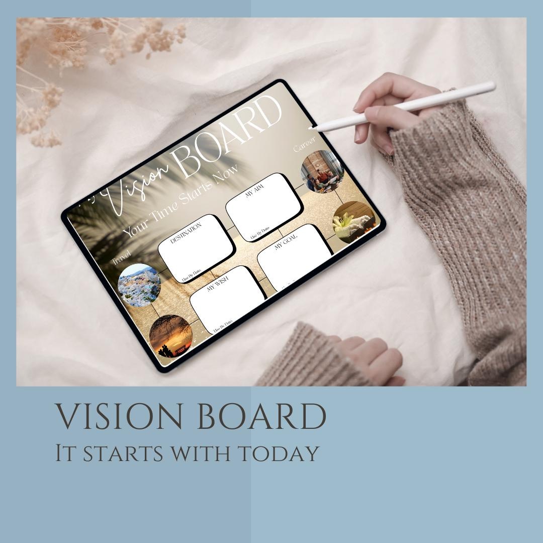 One-page Vision Board Template: Travel, Career, Health (printable PDF ...