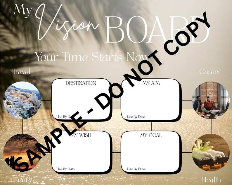 One-page Vision Board Template: Travel, Career, Health (printable PDF ...