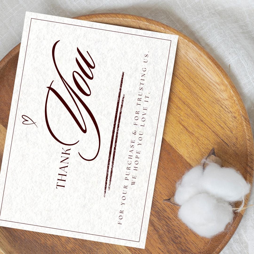 Elegant Thank You Card | Minimalist Chestnut Font | Printable PDF + PNG ...