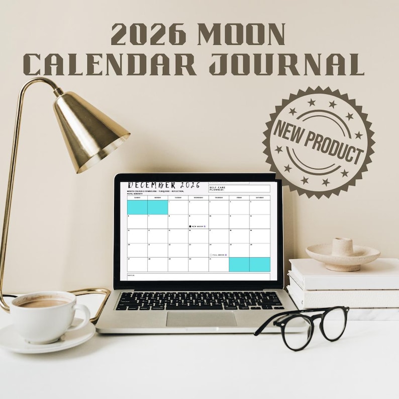 2026 Moon Calendar Journal | Lunar Planner With New and Full Moons ...