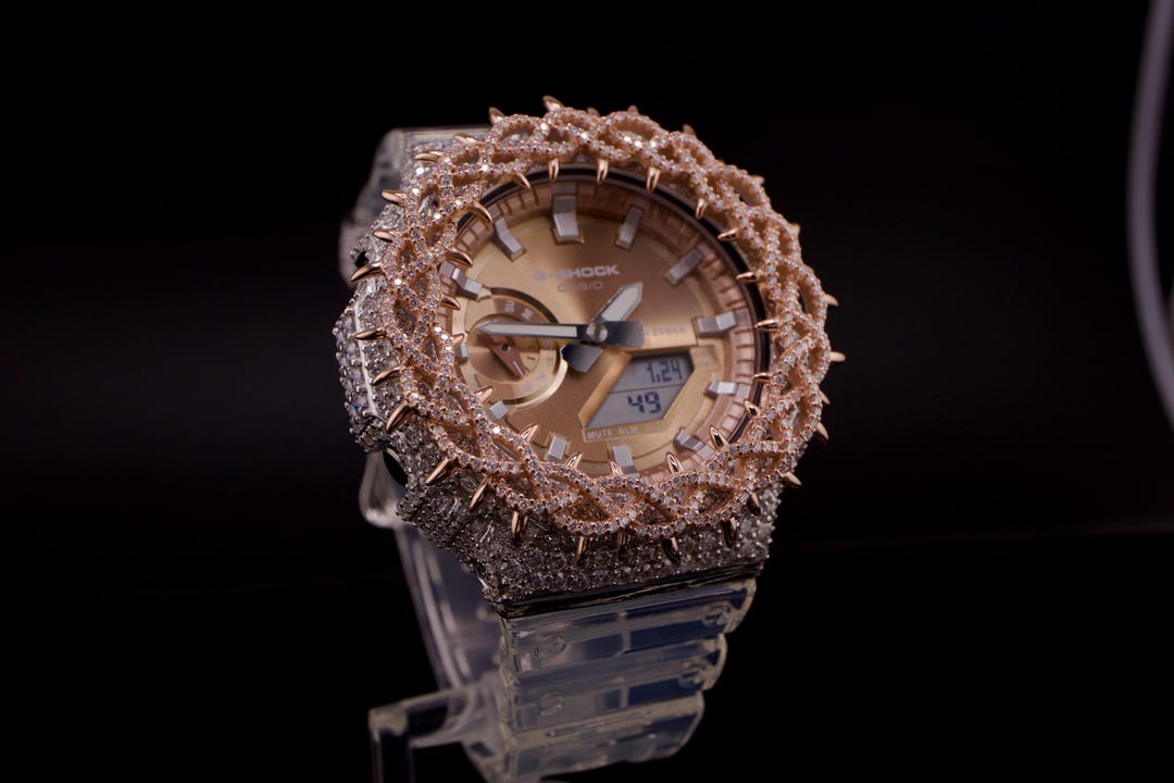 Custom Casio G-shock GA-2100 “crown of Thorns” – Diamond Iced Out ...