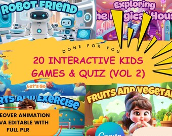 30 Editable Games Quizzes for Kids, Interactive Learning Canva Digital ...