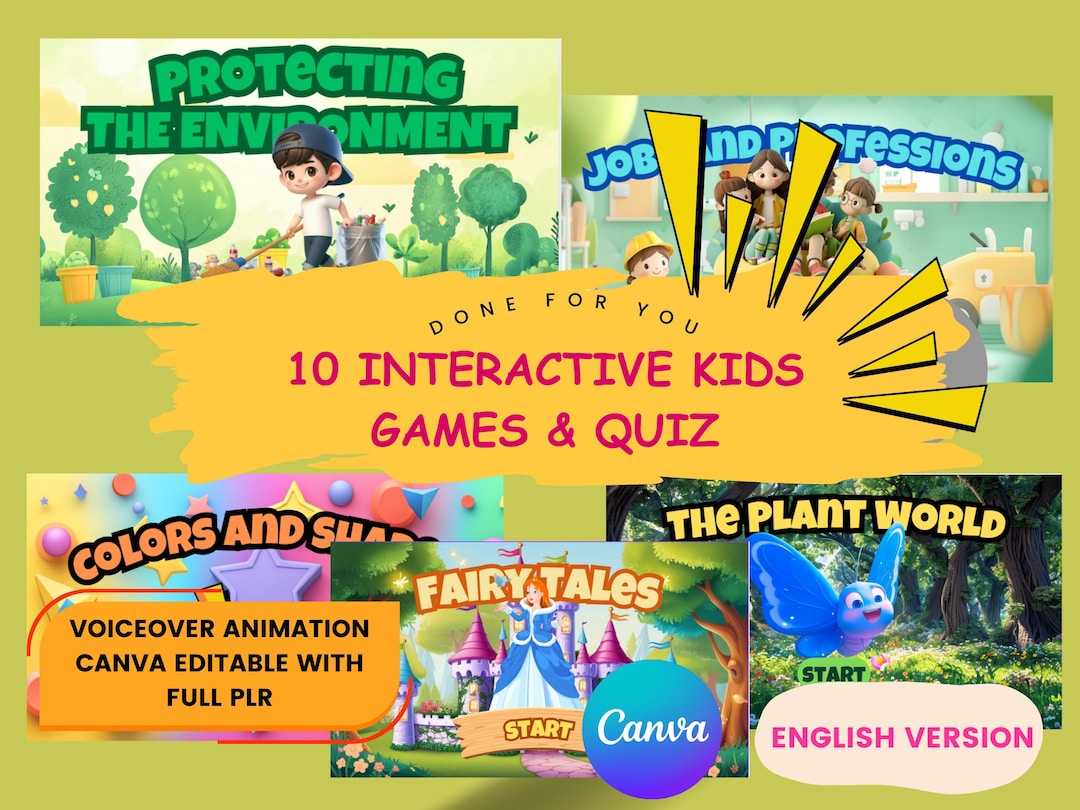 Editable Kids Educational Games & Quizzes | 10 Interactive Canva ...