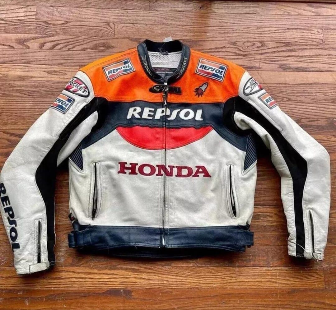 Honda Repsol Racing Leather Jacket Men's Genuine Cowhide Leather ...