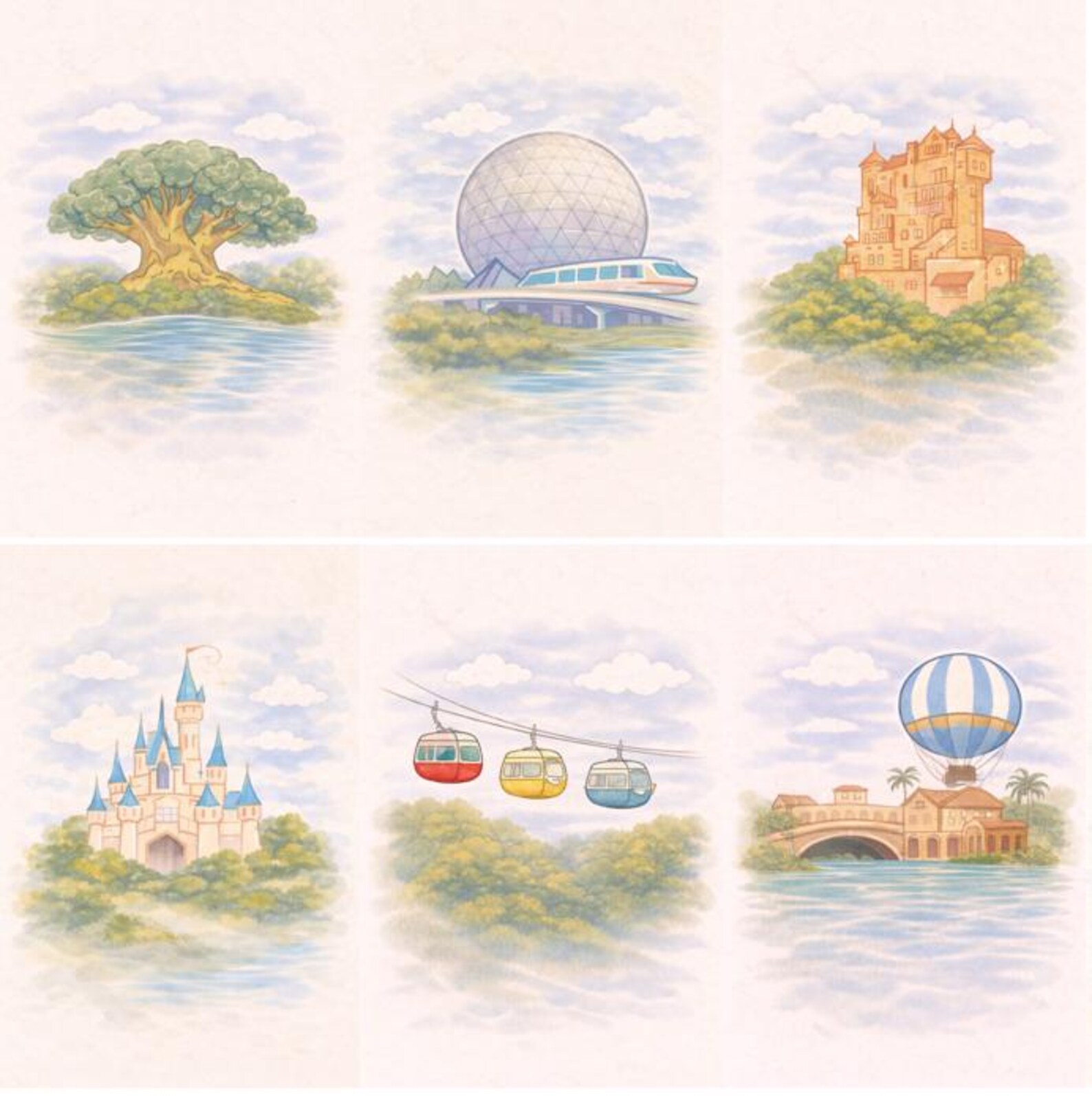 Disney World Park Icons Poster Set of 7 | Minimalist Printable Wall Art ...