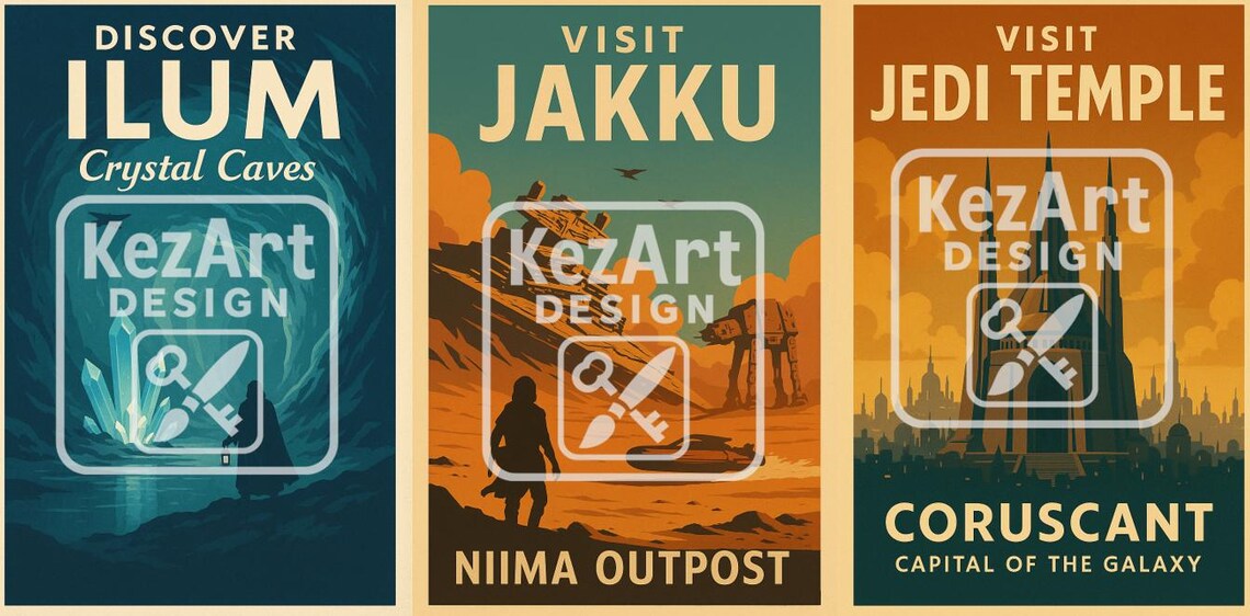 Star Wars Retro Location Posters, Set of 15 (digital Download) - Crait ...