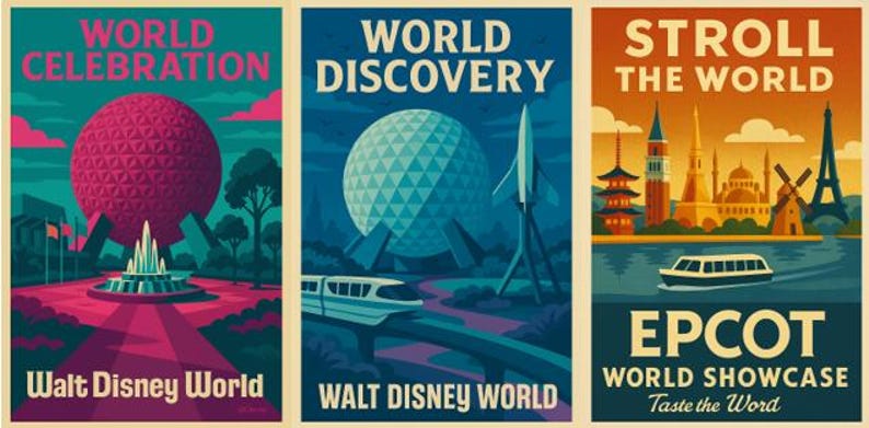Disney Epcot Retro Travel Posters, Set of 24 (digital Download) - Etsy