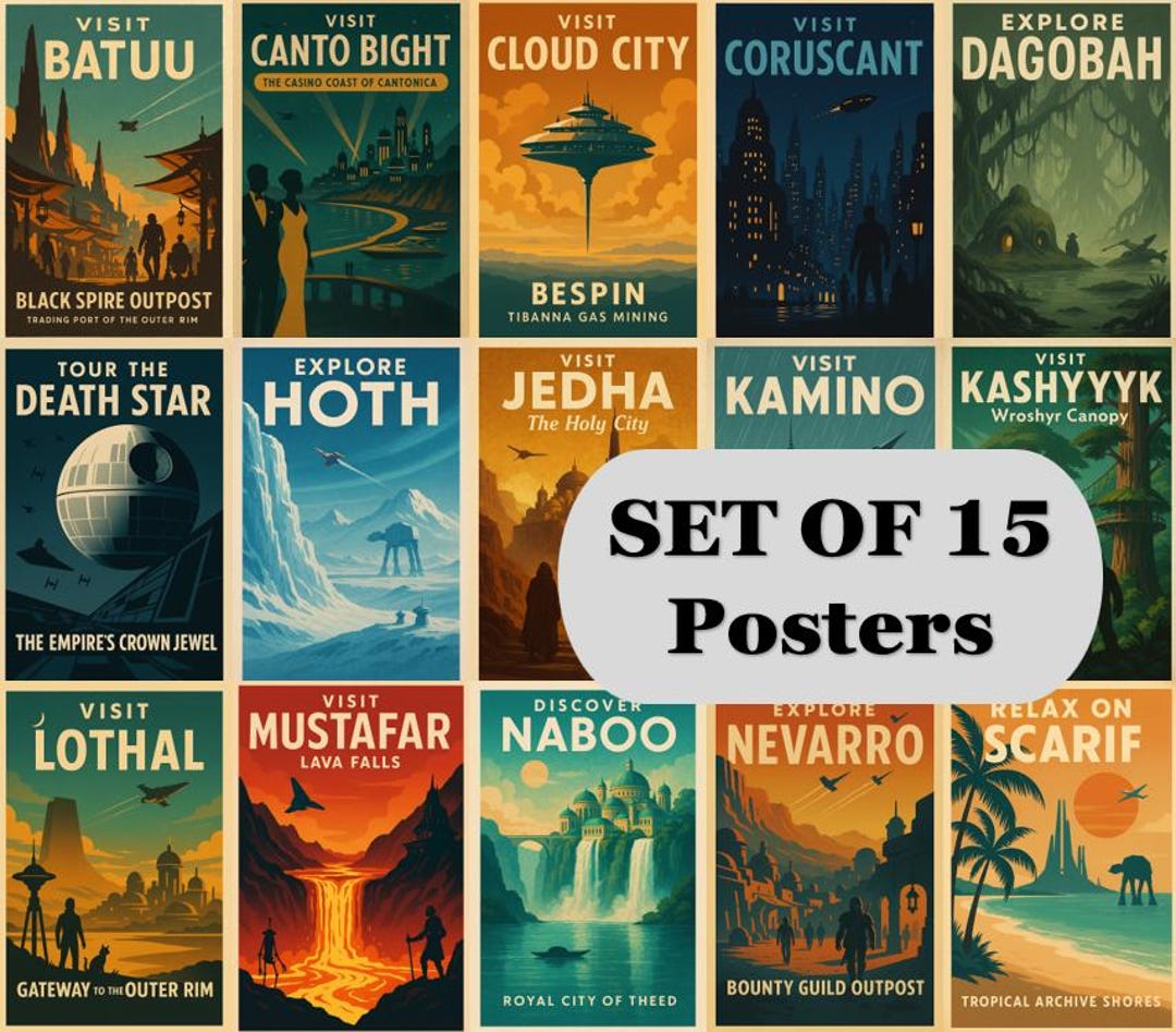 Star Wars Retro Location Posters, Set of 15 (digital Download) - Batuu ...