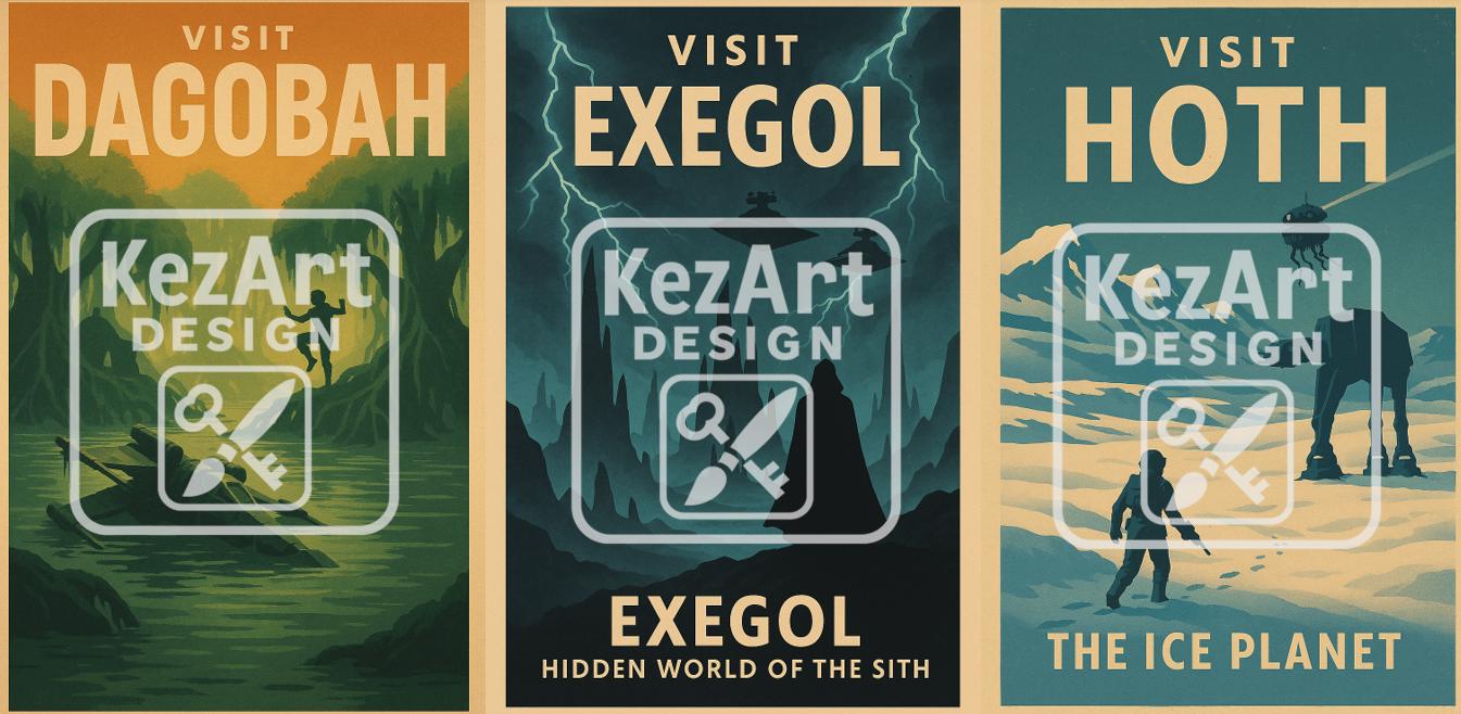 Star Wars Retro Location Posters, Set of 15 (digital Download) - Crait ...