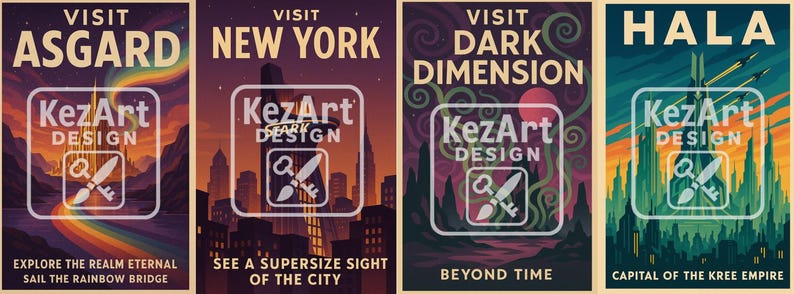Marvel Retro Location Posters, Set of 20 (digital Download) - Asgard ...