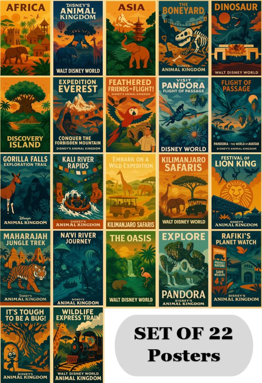 Disney's Animal Kingdom Posters, Animal Kingdom Art Posters, Disney ...