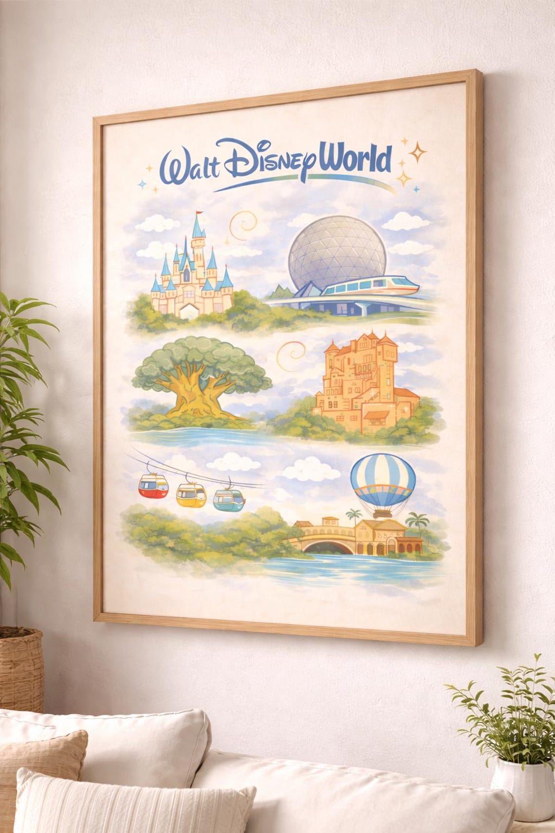 Disney World Park Icons Poster Set of 7 | Minimalist Printable Wall Art ...