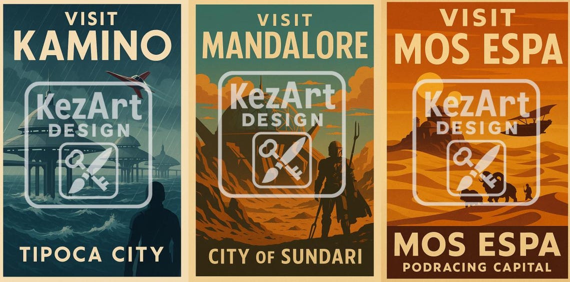 Star Wars Retro Location Posters, Set of 15 (digital Download) - Crait ...