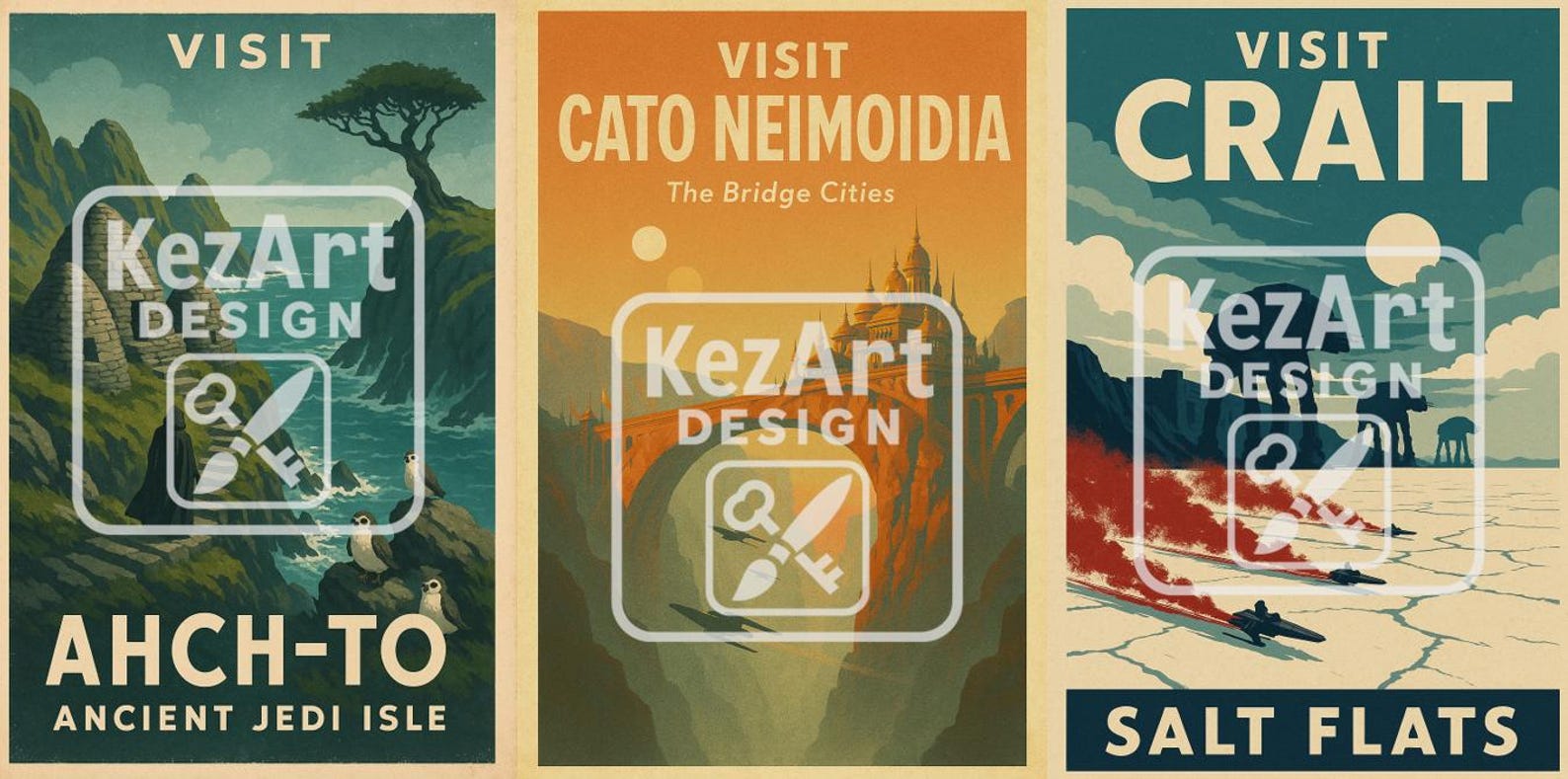 Star Wars Retro Location Posters, Set of 15 (digital Download) - Crait ...