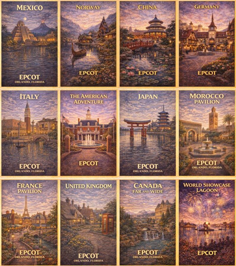 Disney Epcot Vintage Travel Posters, Set of 50 (digital Download) - Etsy