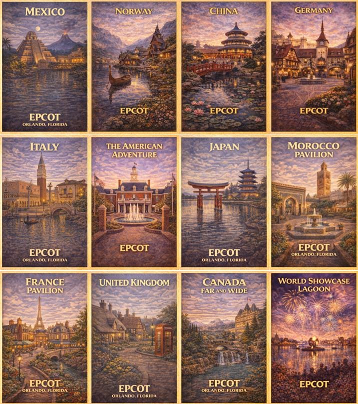 Disney Epcot Vintage Travel Posters, Set of 50 (digital Download) - Etsy