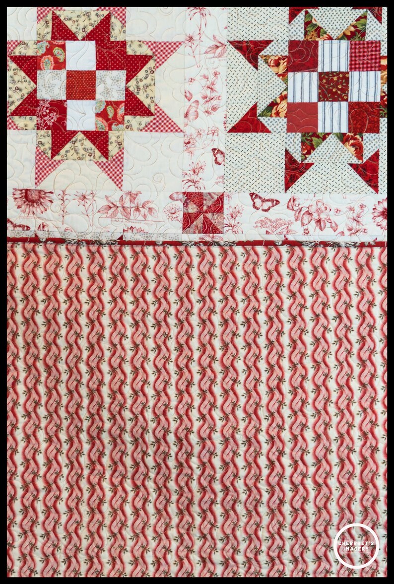 Red Star Garden Queen Size Quilt | Etsy