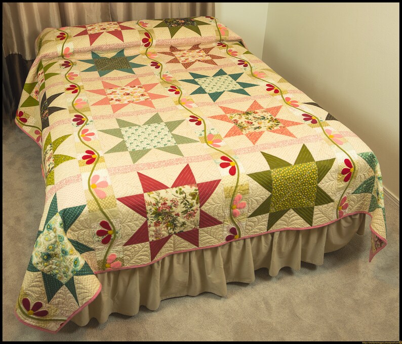 Vine Flowers Under Sequoia Stars California King Size Quilt - Etsy