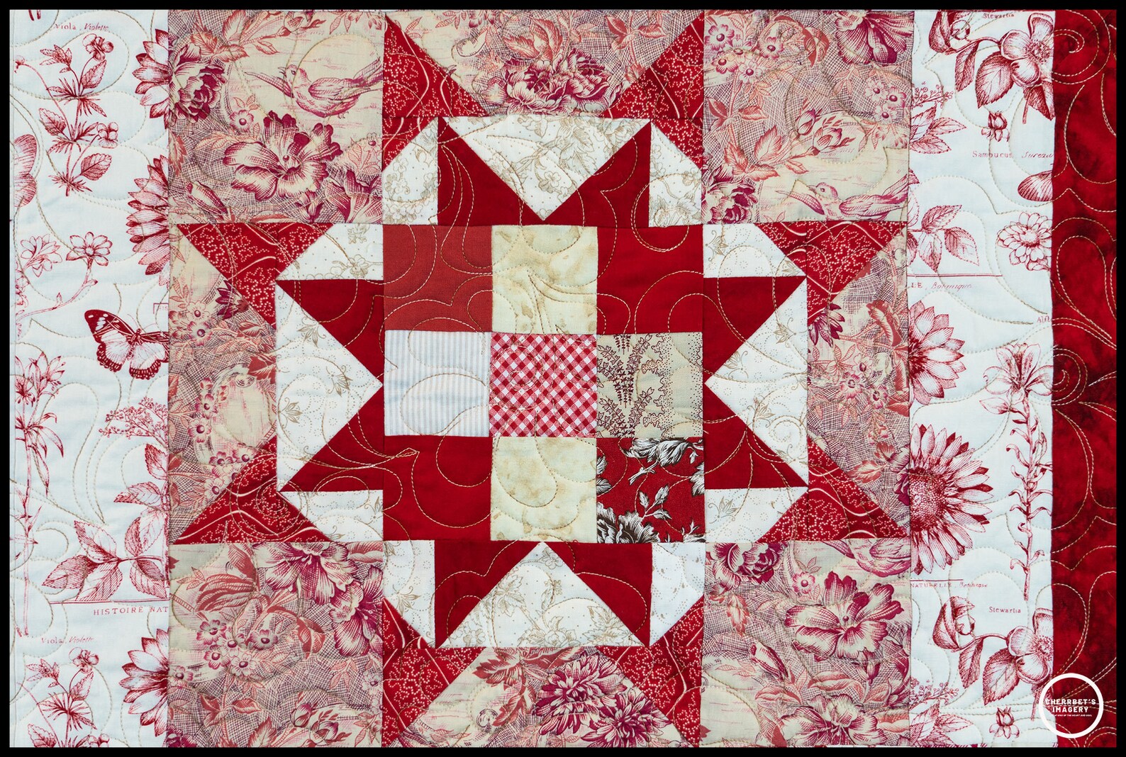 Red Star Garden Queen Size Quilt | Etsy
