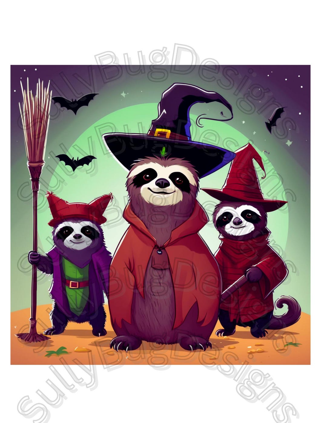 PNG of 3 Sloth Friends Ready for Halloween - Etsy